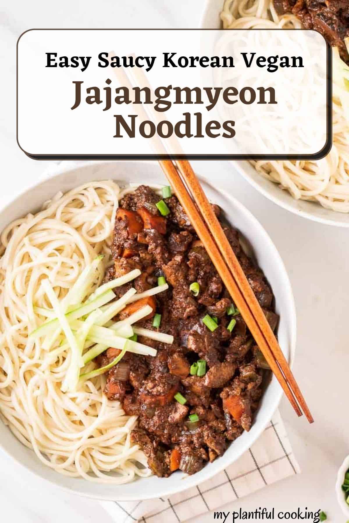 Vegan Jajangmyeon (Korean black bean sauce noodles) – My Plantiful Cooking