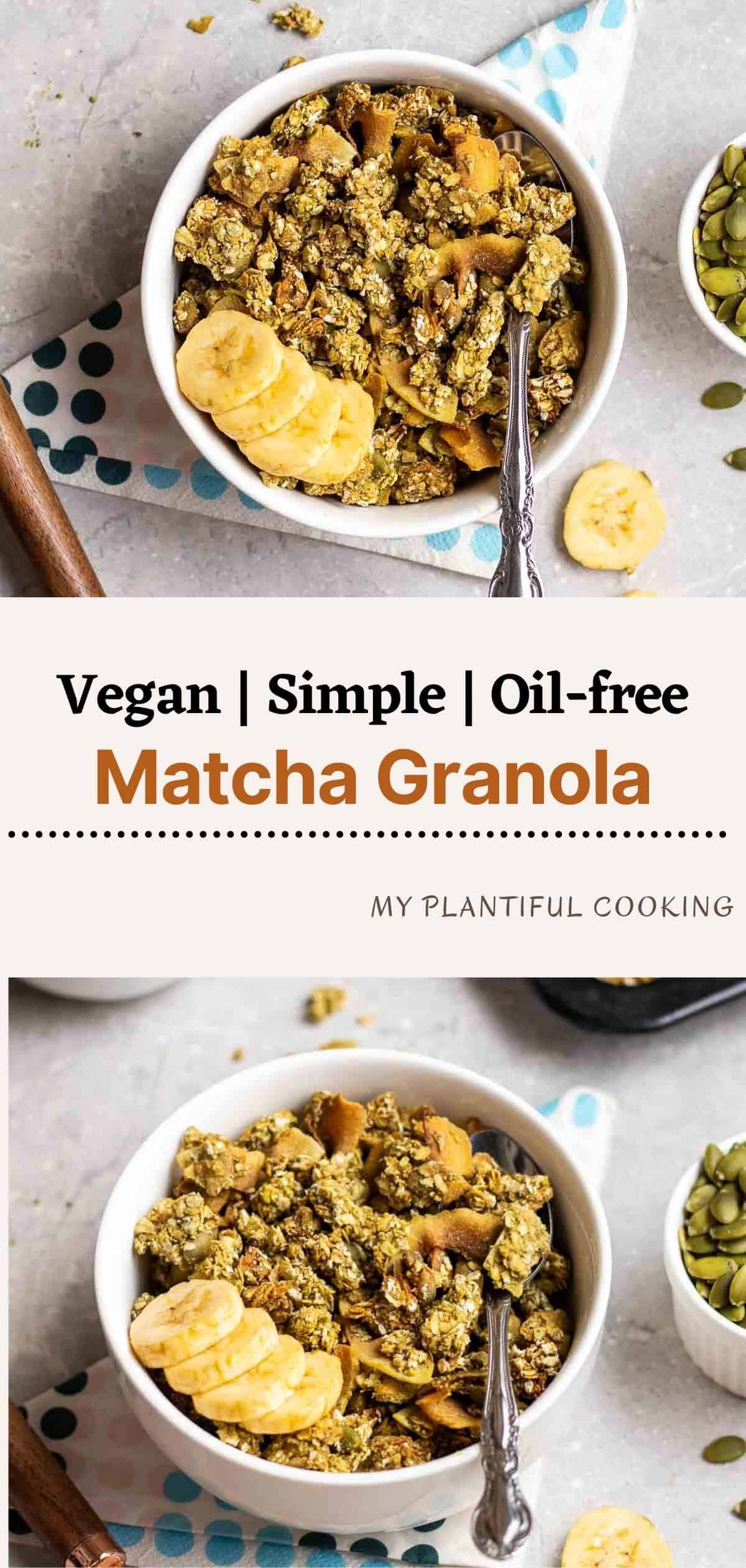 Crunchy Matcha Granola using Quick Oats (Vegan) – My Plantiful Cooking