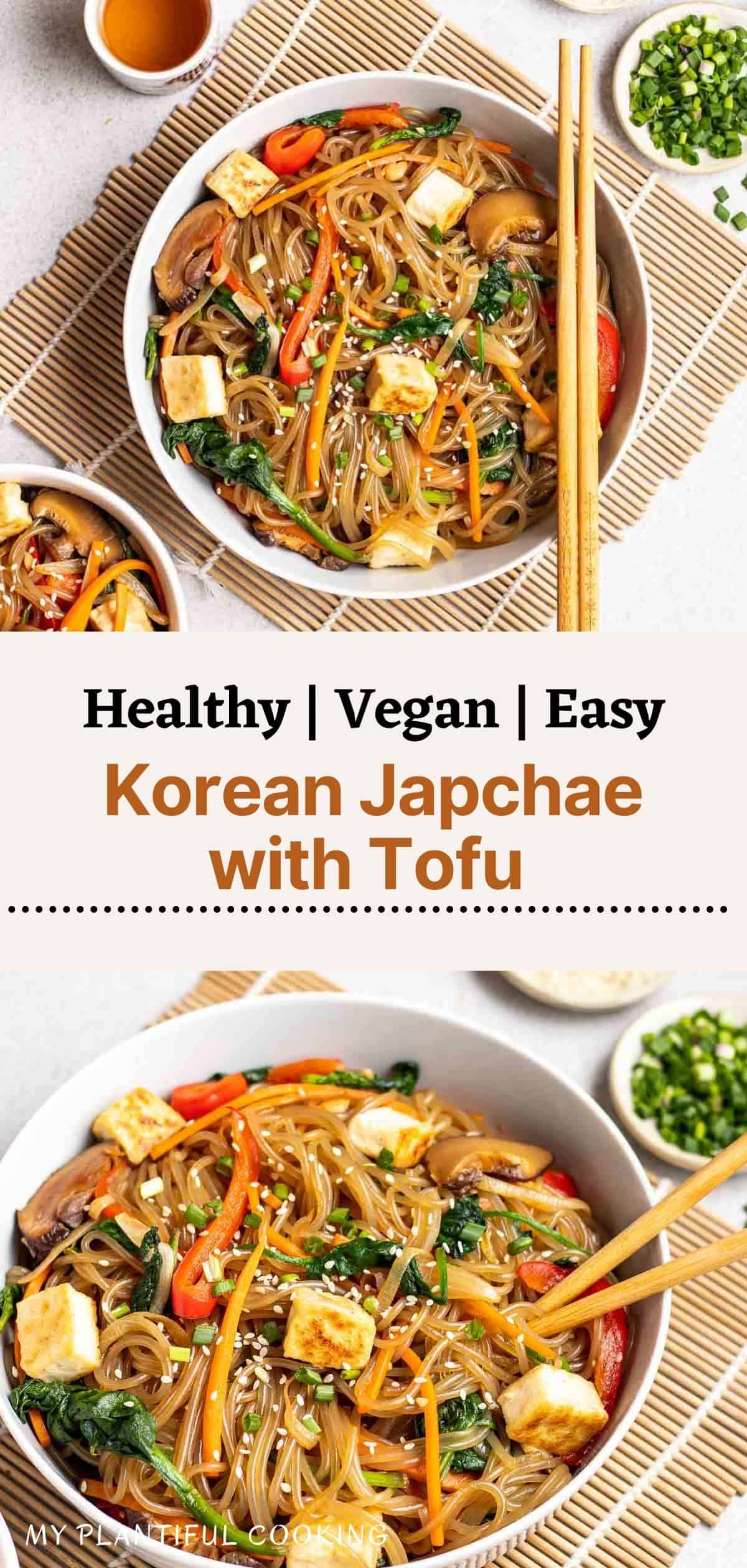 Vegan Japchae (Korean Glass Noodles Stir-fry) – My Plantiful Cooking