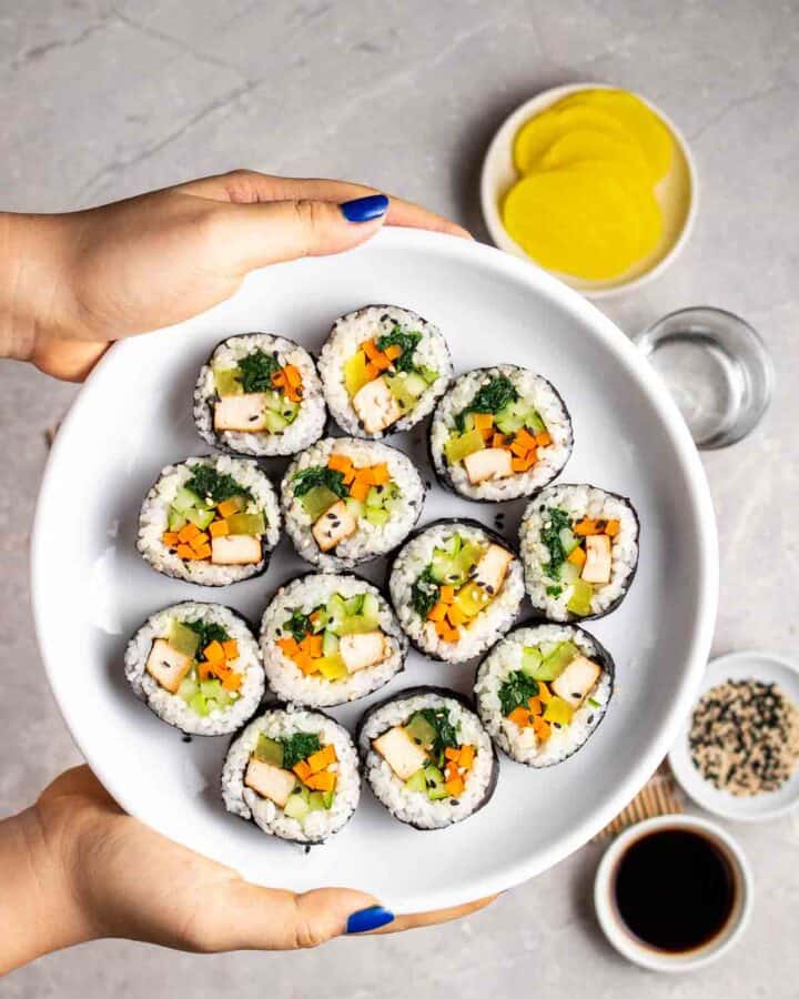 Vegetable Vegan Kimbap (Gimbap) – My Plantiful Cooking
