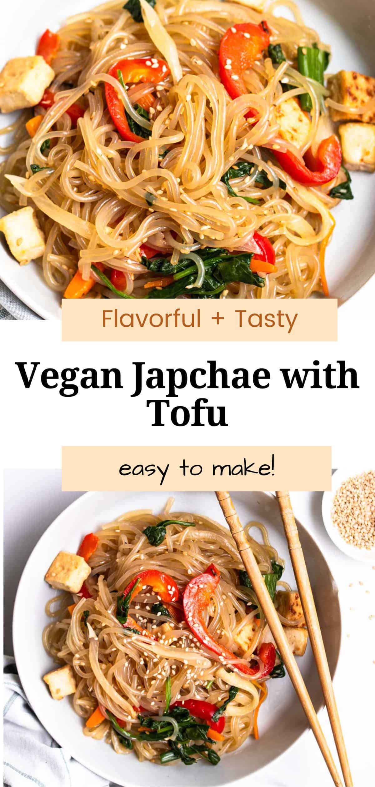 Vegan Japchae (Korean Glass Noodles Stir-fry) – My Plantiful Cooking
